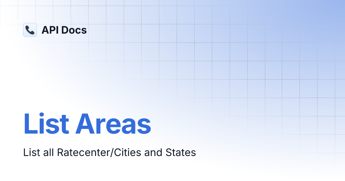 List Areas | API Docs